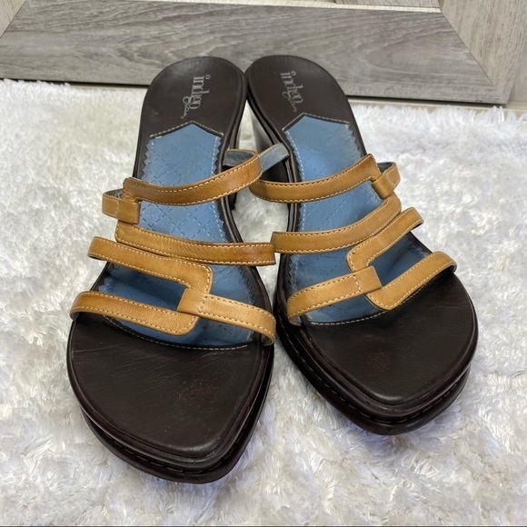 Indigo | Shoes | Vintage Indigo Clarks Tan Leather Wedge Heels Comfort ...